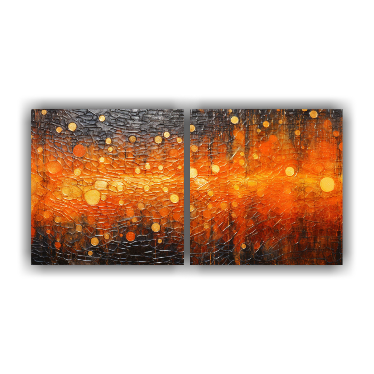 Set 2 Lienzos Moderno Estilo Puntillismo Luminoso Floral En DecoCuadros