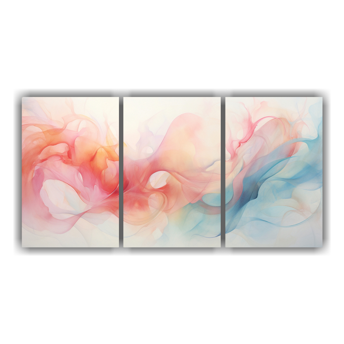 Cuadro Tríptico Decorativo Whirling Abstract Patterns In Delicate And ...