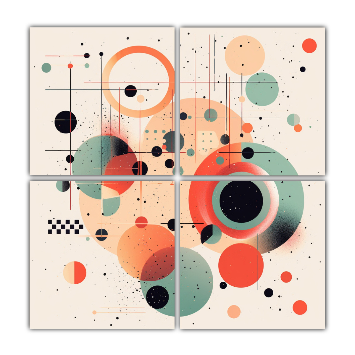 4 Composiciones Abstractas Modernas Con Círculos, Líneas Y Puntos En ...