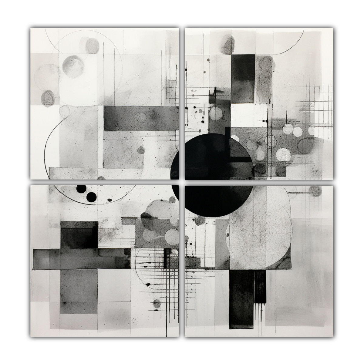 4 Cuadros Decorativos Vintage En Blanco Y Negro, Arte Contemporáneo ...