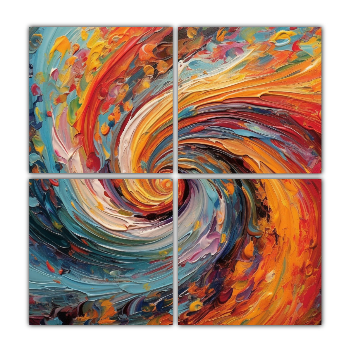 4 Cuadros Vintage Swirly Colores Para Decoración - DecoCuadros