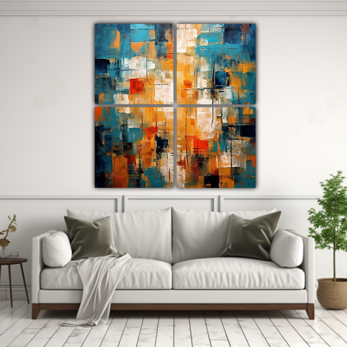 4 Lienzos Conceptual Street Art Abstract Painting Imixed Texture Patterns - Decocuadros