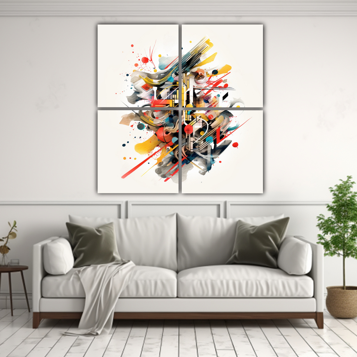 4 Lienzos De Tela Composición Dinámica Weber Abstractness Japanese ...