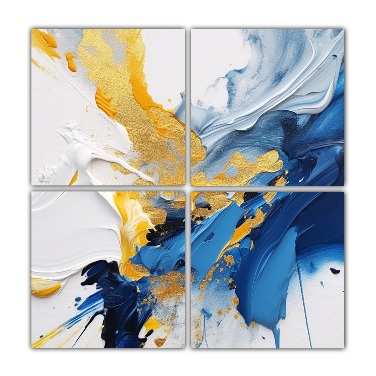 Cuadro Abstracto En Colores Azules Y Dorados - DecoCuadros