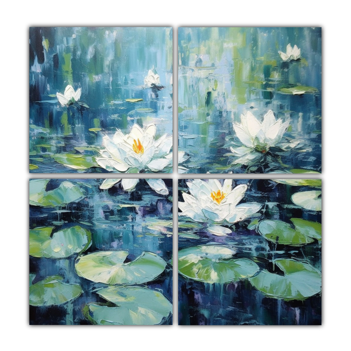 Arte Gráfico Acuático Estilo Monet Para Decoración - Cuatro Canvas ...