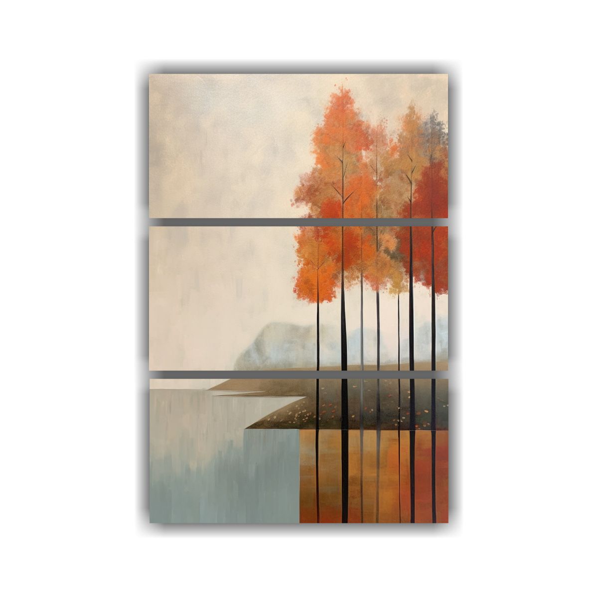 Conjunto De Cuadros Modernos De Riqueza Visual En Estilo Estilo óleo De Otoño - Decocuadros