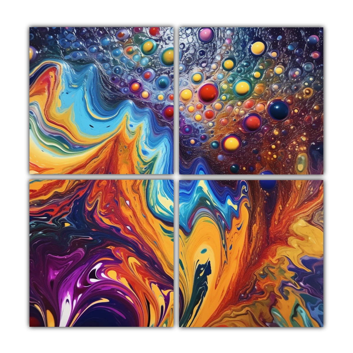 Cuadriptico Impreso Arte Grafico Pour Painting Psicodélico - DecoCuadros