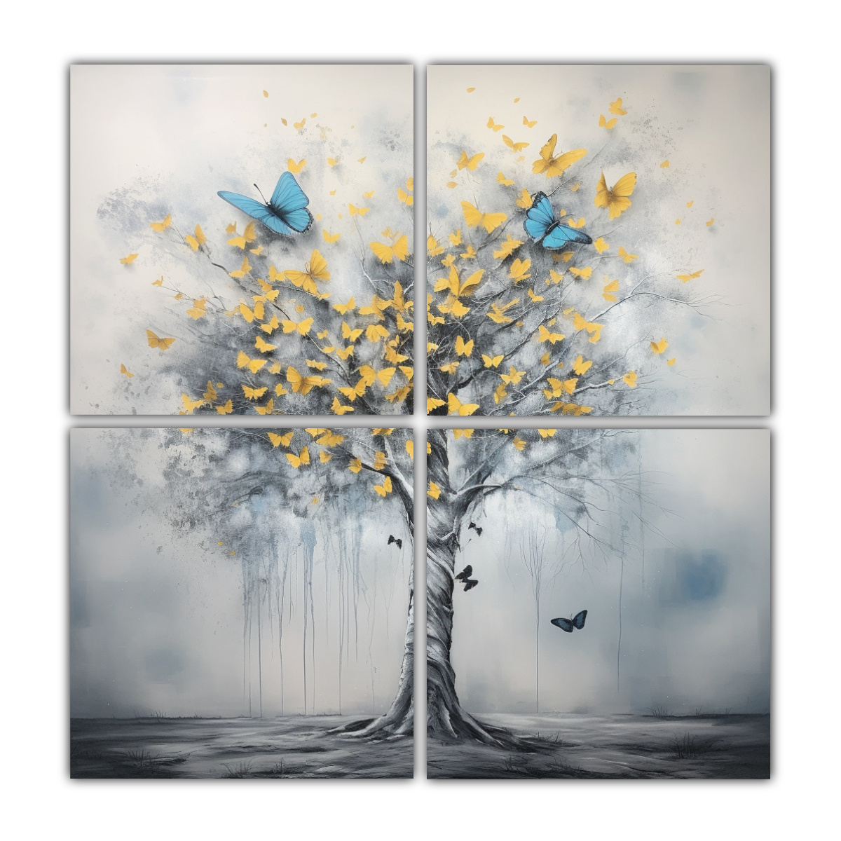 Cuadro Abstracto Adorable Con Árbol Azul - DecoCuadros