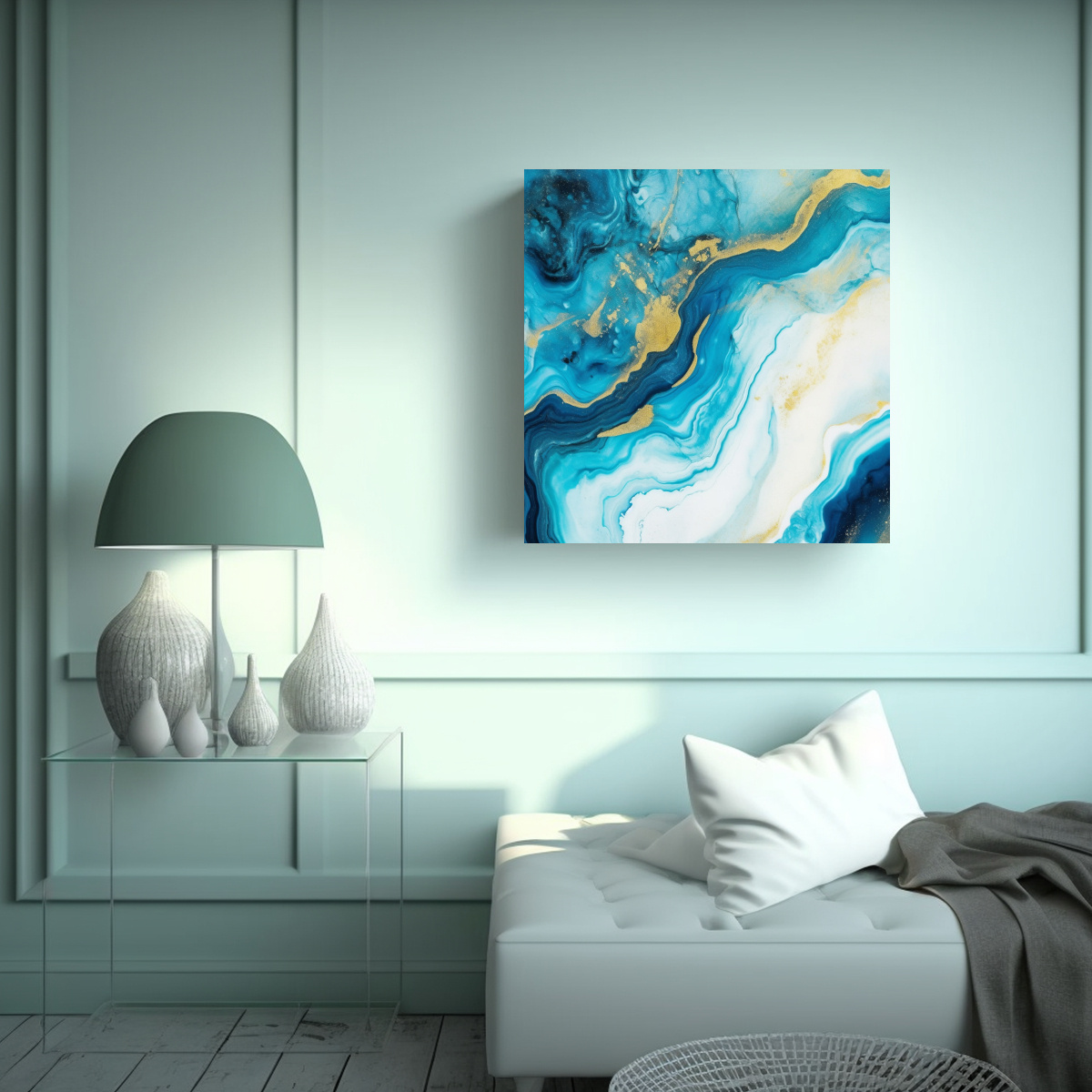 Cuadro Abstracto De Mármol Azul Y Dorado Estilo Decorativo - Alta Calidad Y Exclusividad ...