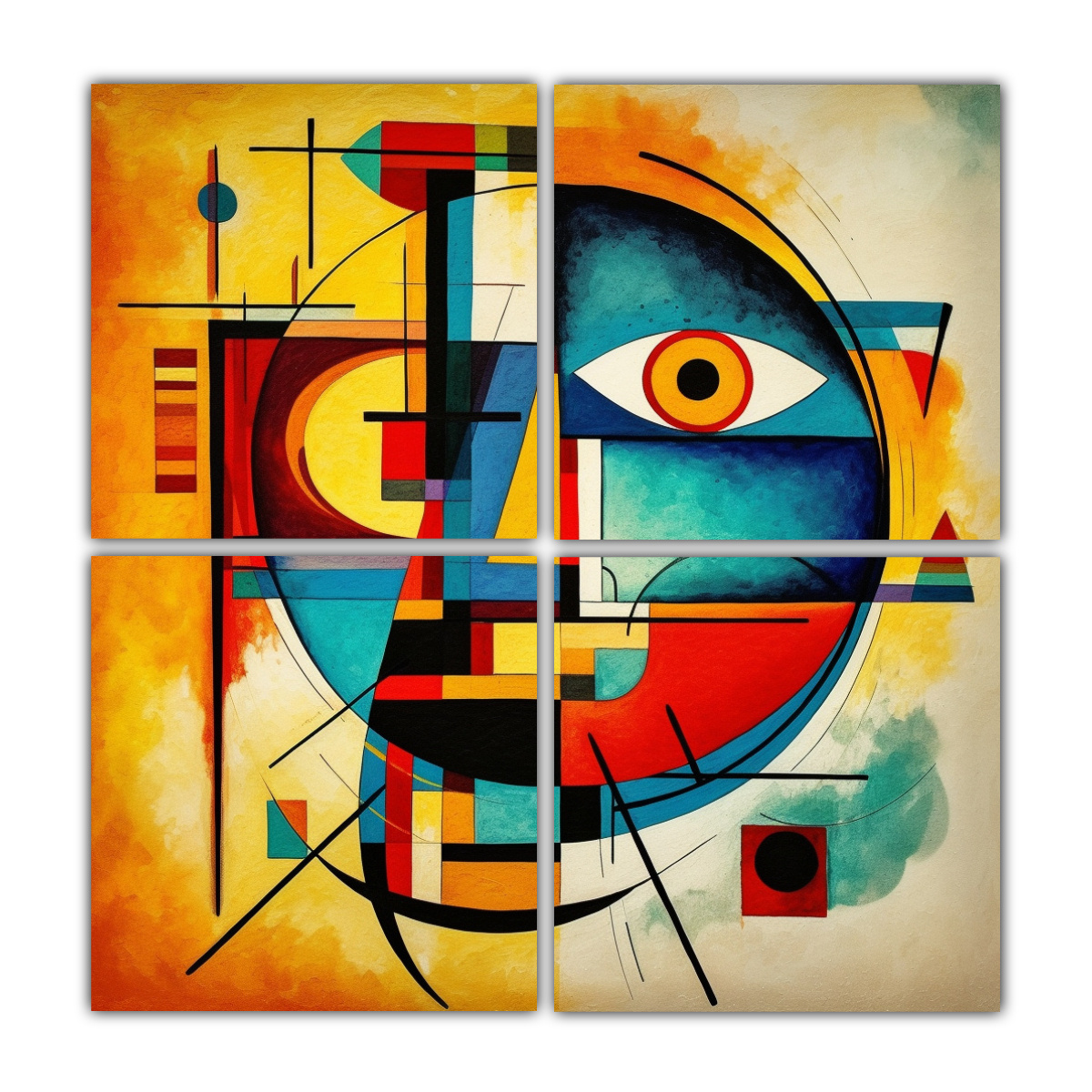 Cuadro Abstracto Minimalista De Rostro A Color Con Líneas Simples En ...