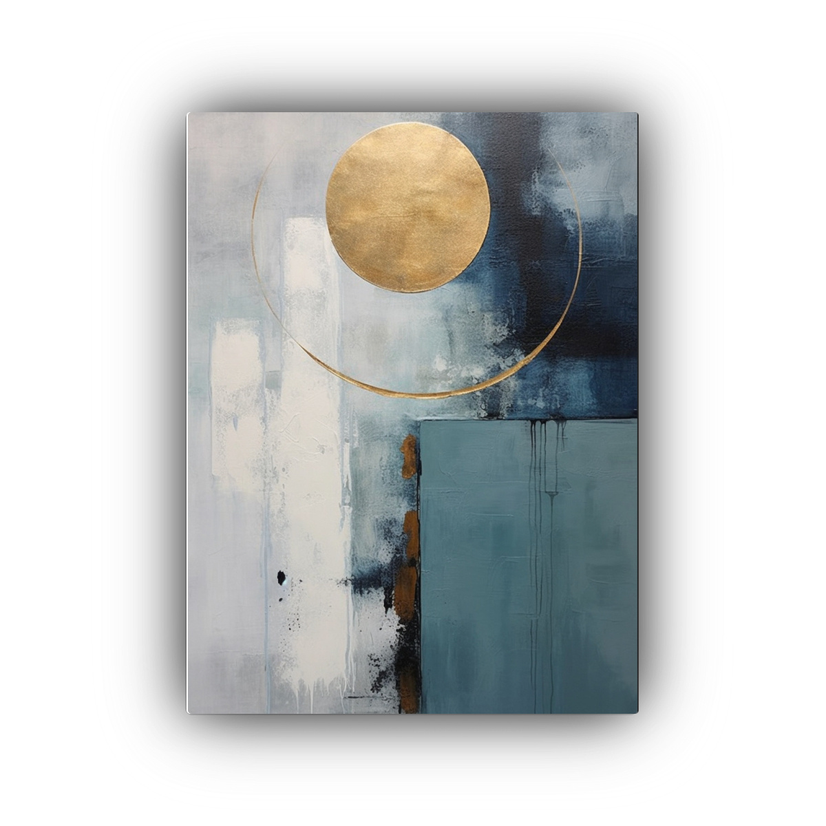 Cuadro Acuarela Unica Diseño Moderno Minimalista En Tonos Gris Azulados ...