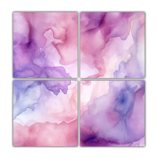 Cuadro De Arte Pared Mural Pastel Morado Y Rosa Acuarela - DecoCuadros