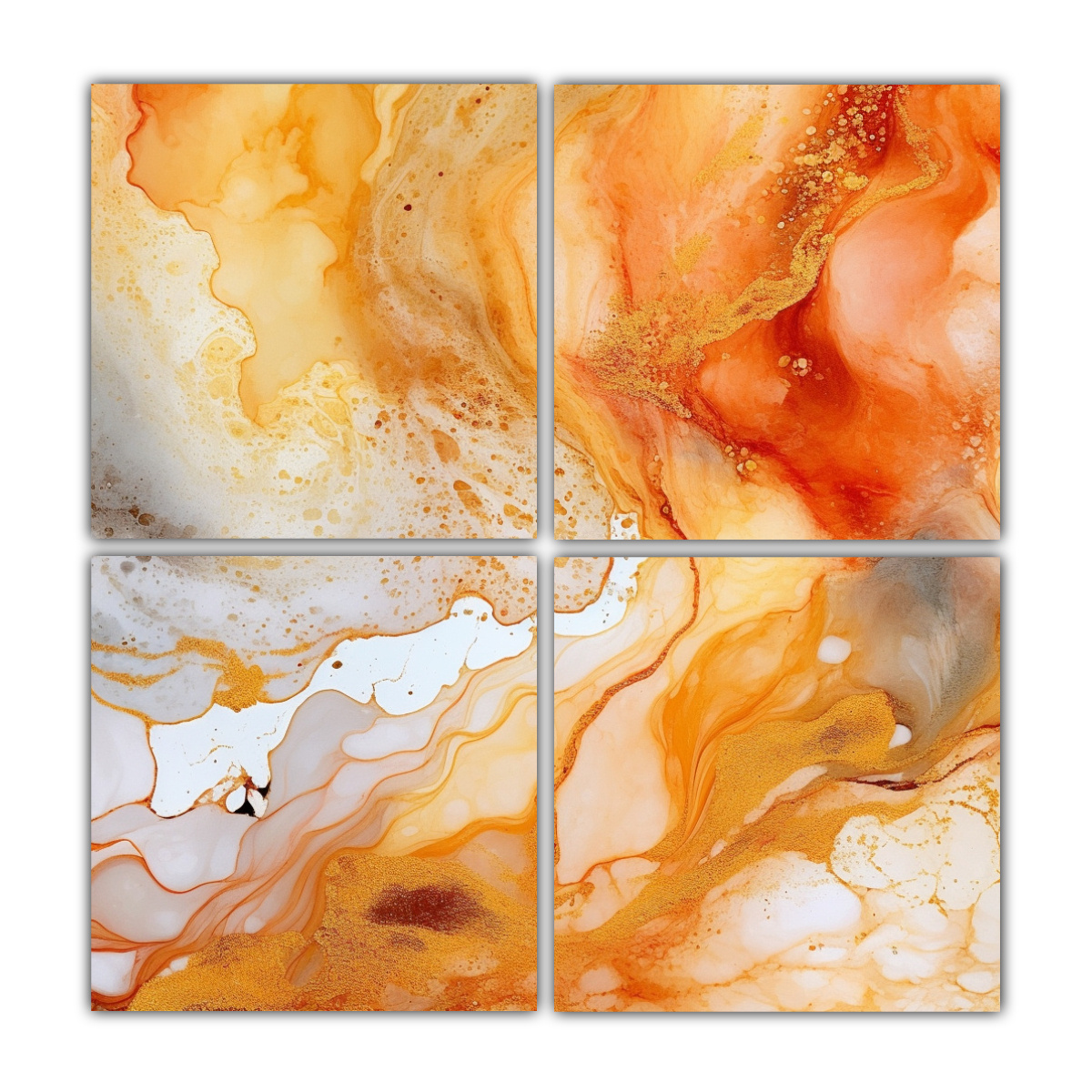 Cuadro De Baño En Mármol Naranja Dorado Claro Oscuro Pintura Acuarela - Decocuadros