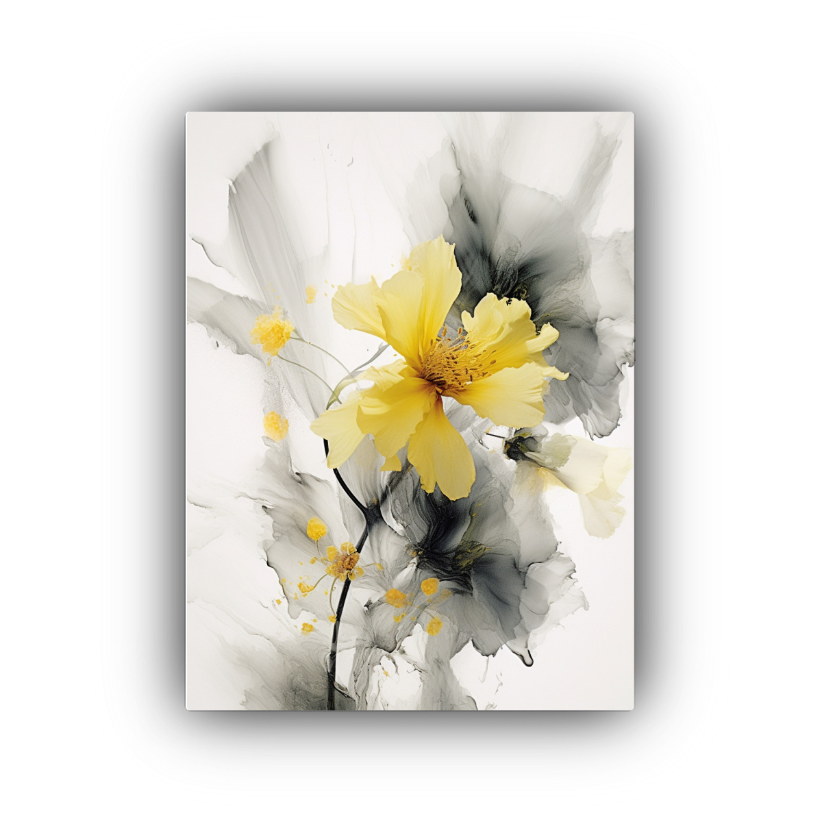 Cuadro De Flores Amarillas Y Blancas En Bastidor De Madera - DecoCuadros