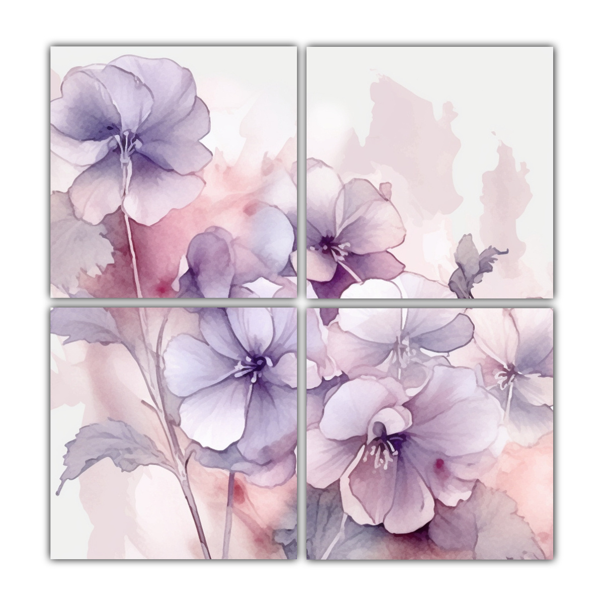 Cuadro Decoración Acuarela Equilibrio Flores Fondo Cluster - Decocuadros