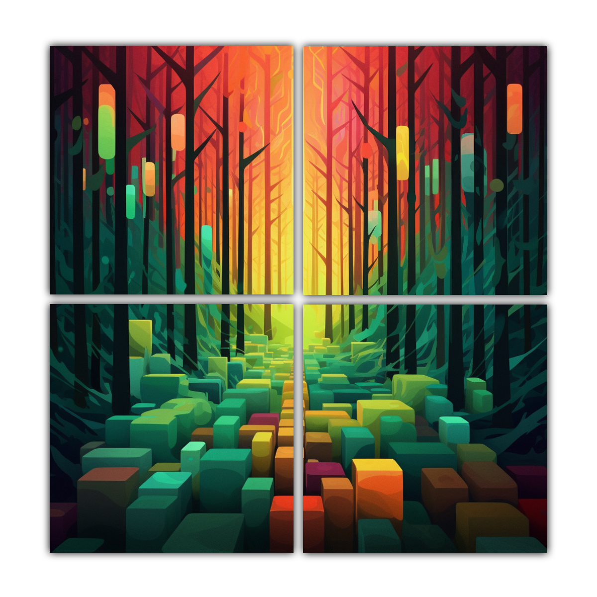 Cuadro Decorativo De Arte Pop Estilo Galería: Bosque De Formas ...