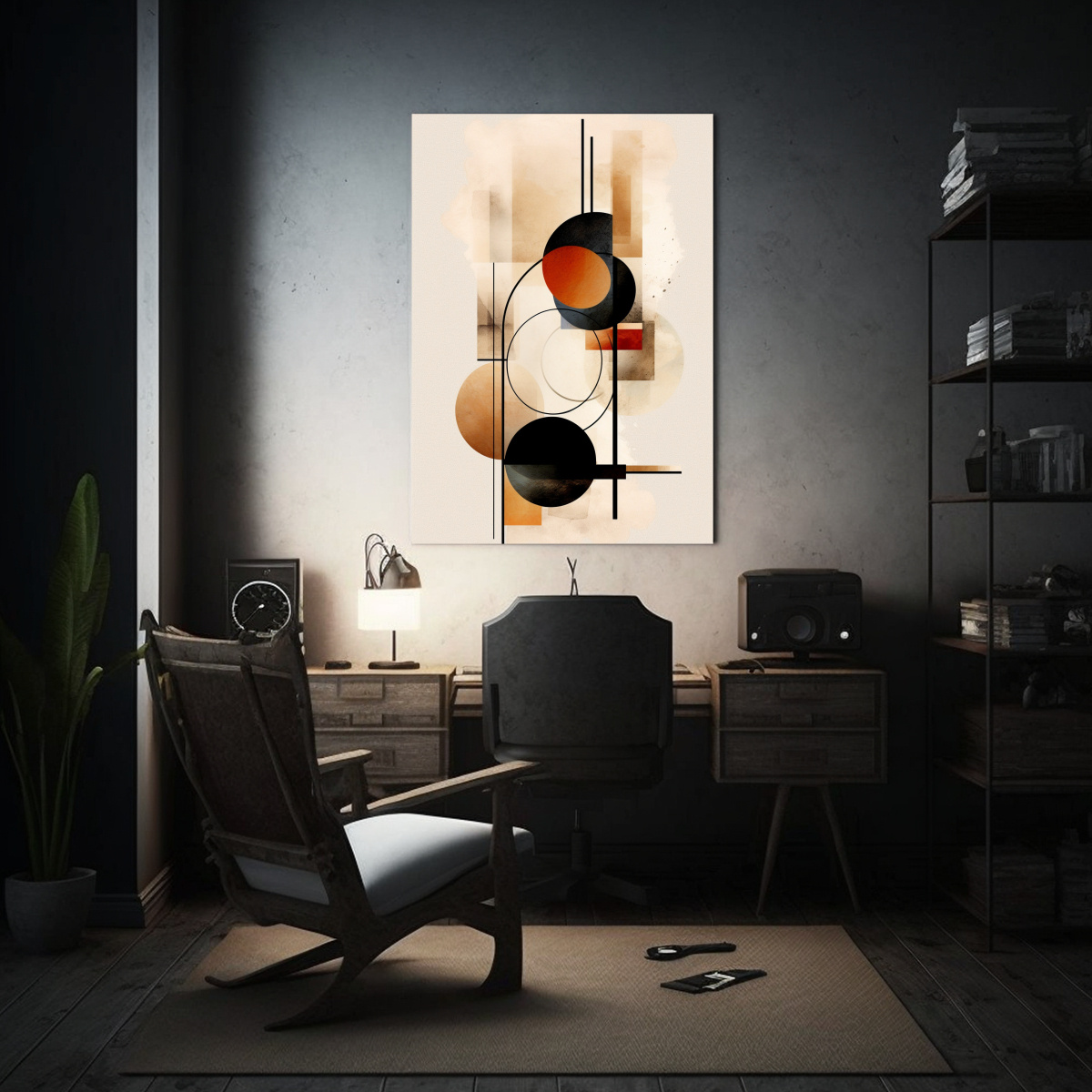 Cuadro Decorativo Lienzo Tela Sublimada Abstracto Minimalista Boho Chic Negro Beige - Decocuadros