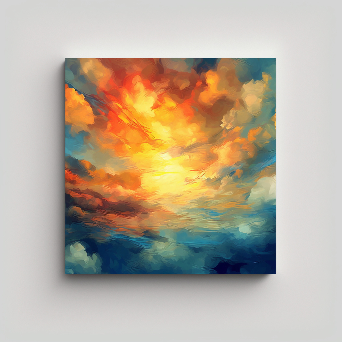 Cuadro Estilo Galeria Pintura Digital Abstracta Atardecer Nublado Visual - DecoCuadros