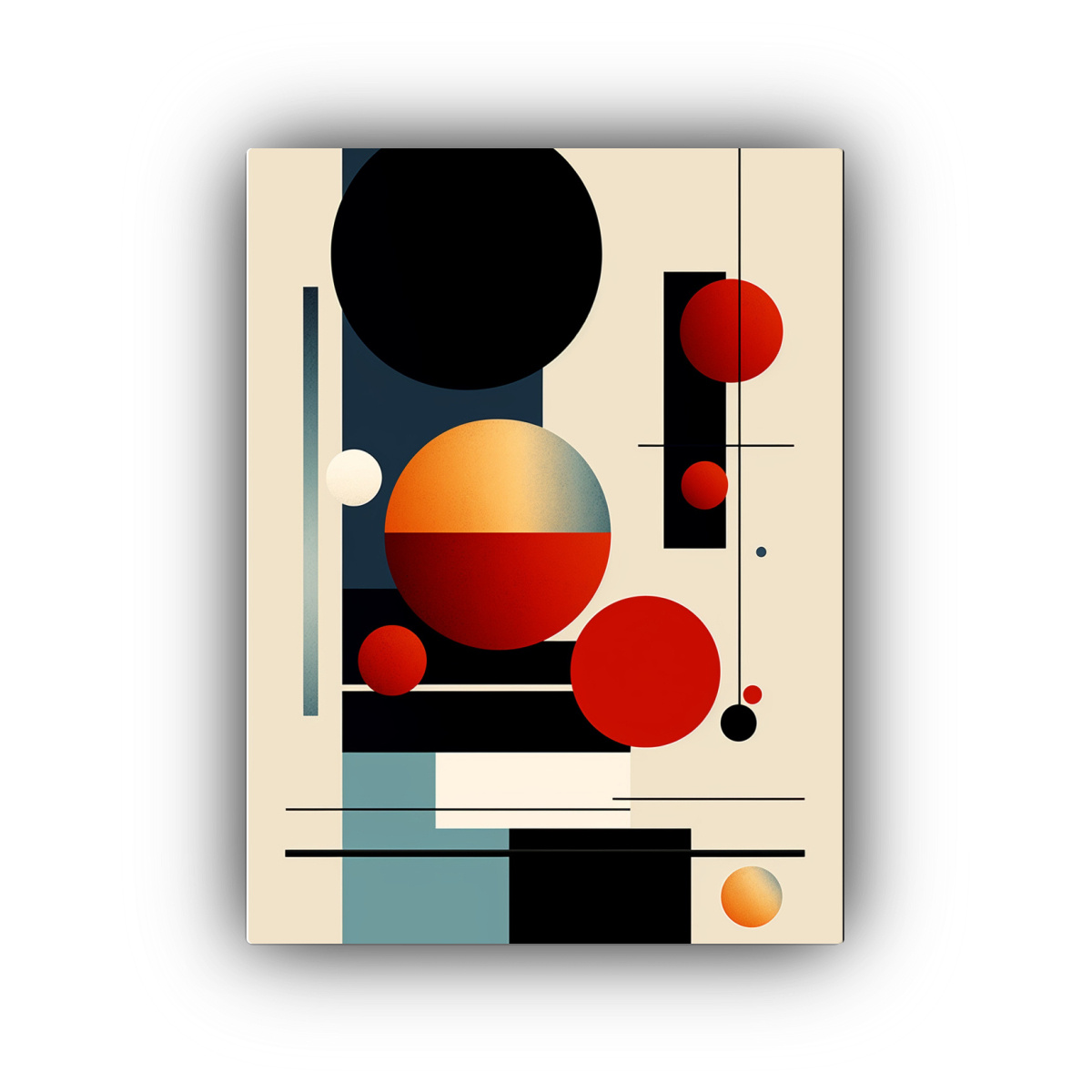 Cuadro Geométrico Con Líneas Y Gradientes En Formas Variadas | DecoCuadros