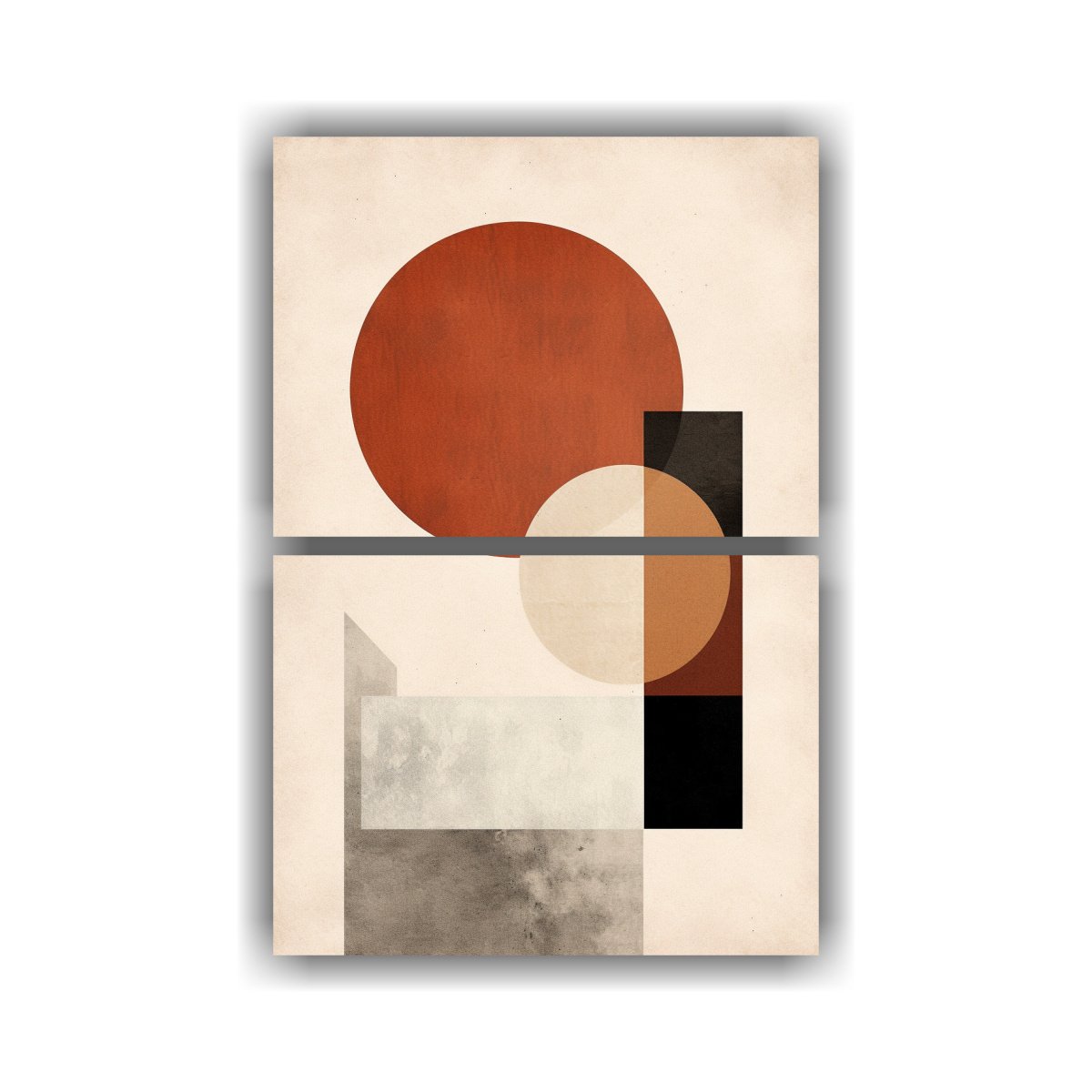 Cuadro Geométrico Con Texturas En El Baño - DecoCuadros