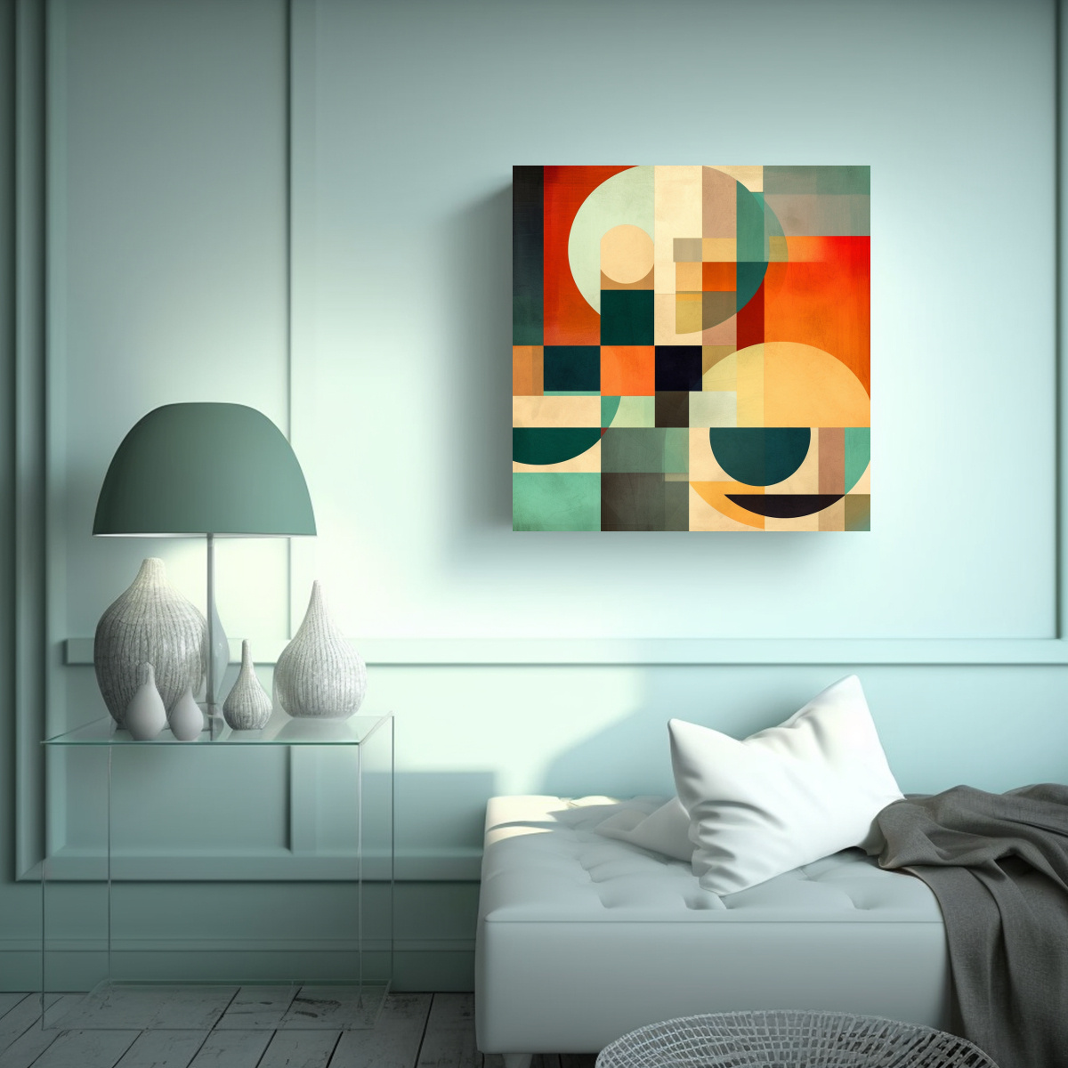 Cuadro Geométrico Decorativo De Abstracción En Gama De Colores - DecoCuadros