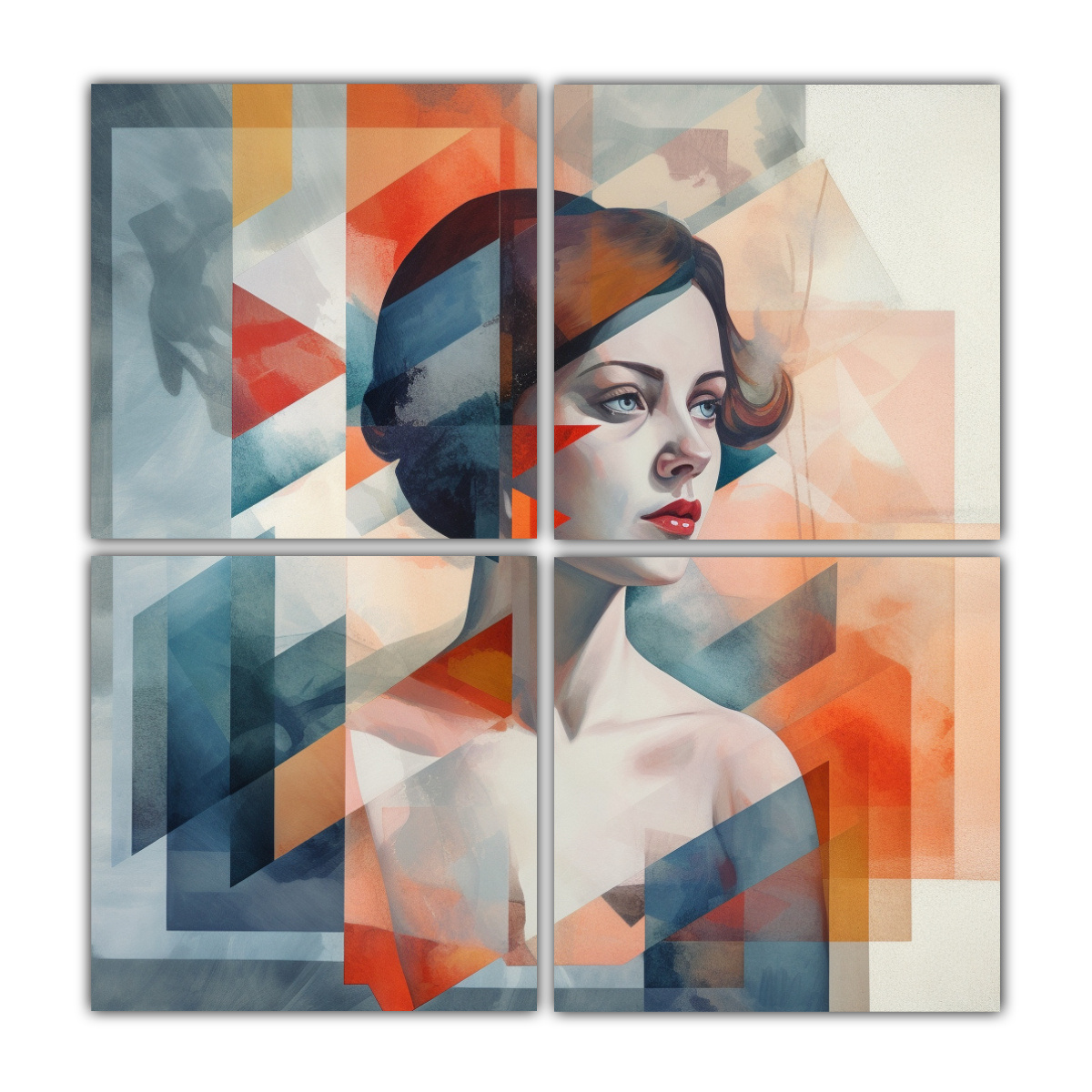 Cuadro Impreso Armonía De Una Mujer Desvaneciéndose Entre Formas Geométricas Arte Posmoderno ...