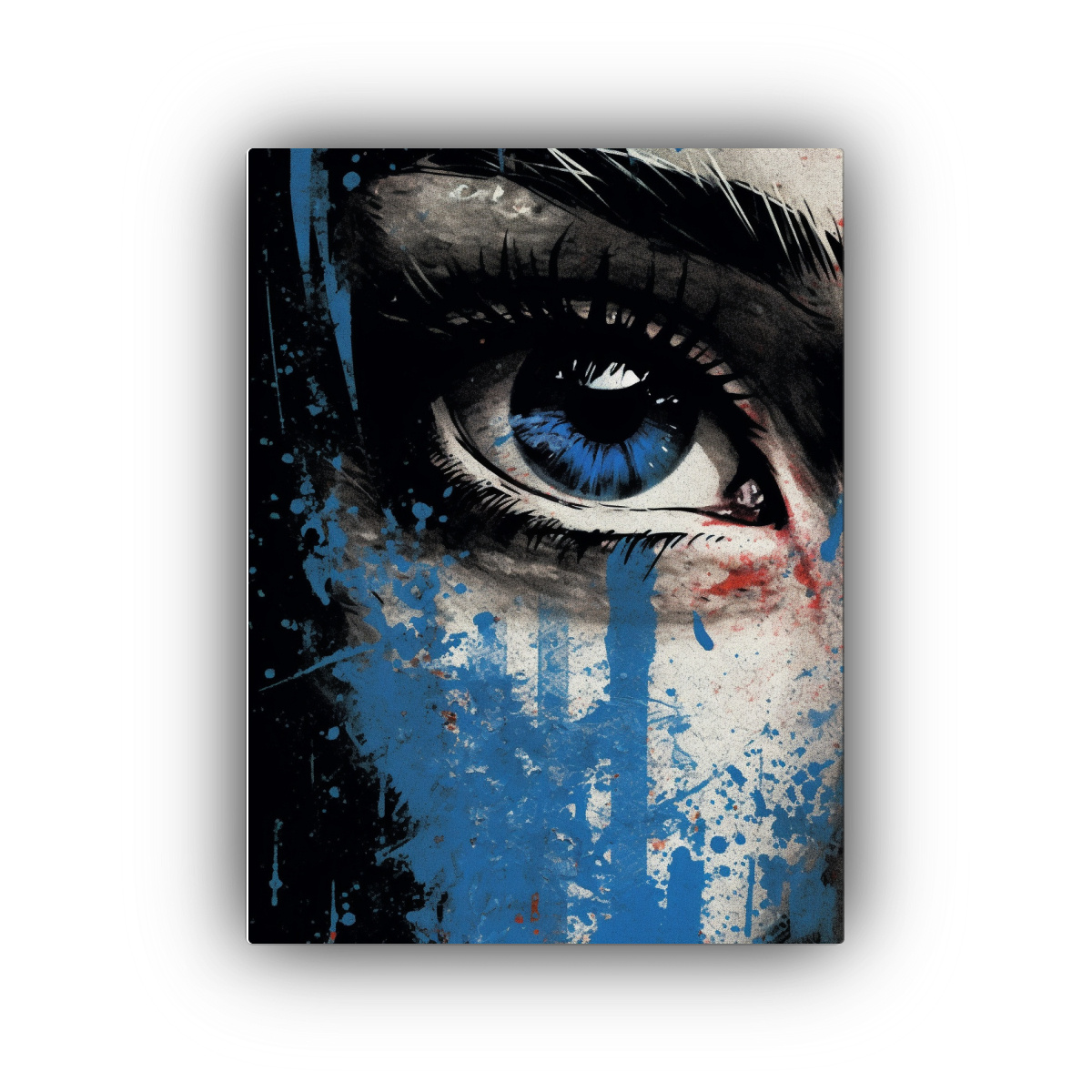 Cuadro Inspirador Equilibrio Con Un Ojo Azul Y Clip Art De Periódico - DecoCuadros