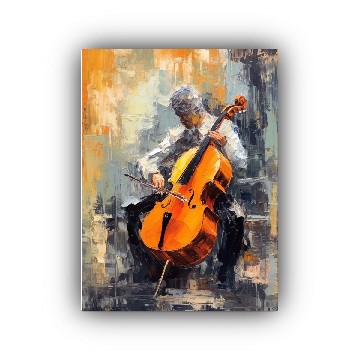 Cuadro Moderno De Un Cello Interpretado Por Un Violonchelista - DecoCuadros