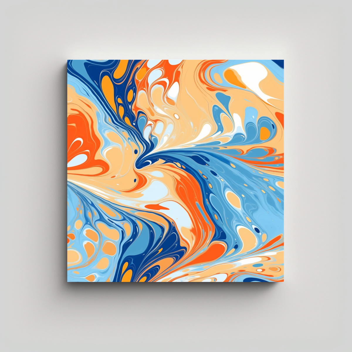 Cuadro Moderno Luminosidad Textura Superficie Plana Naranja Y Azul Mármol - DecoCuadros