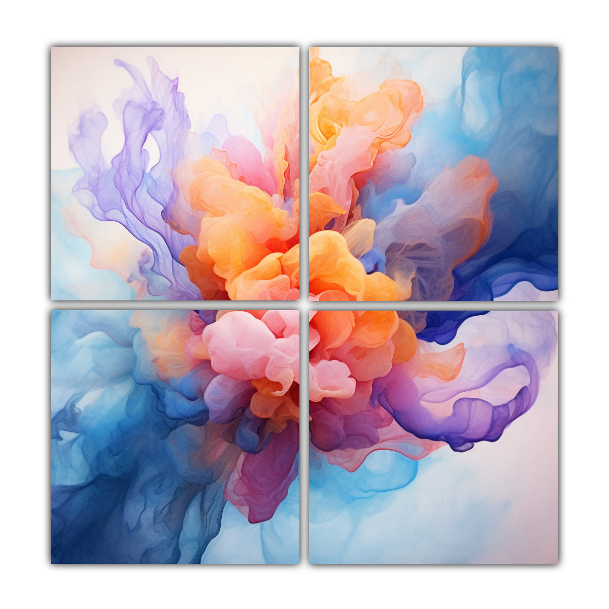 Cuadro Sensibilidad Artística Azul, Naranja Y Blanco En Acuarela - DecoCuadros