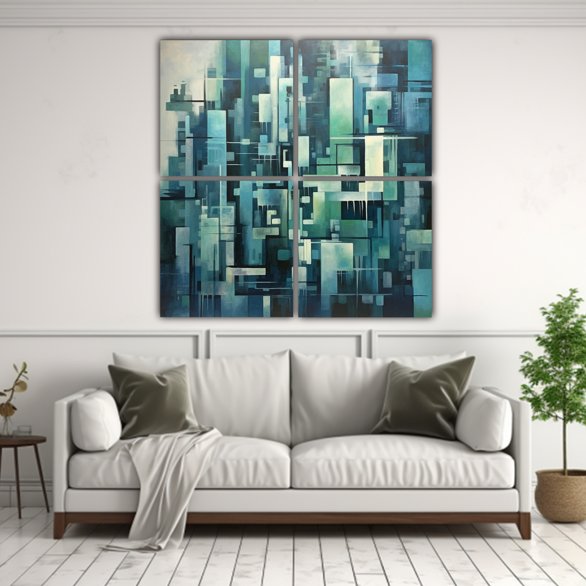 Cuadros Abstractos De Nueva York En Azules Y Verdes | DecoCuadros