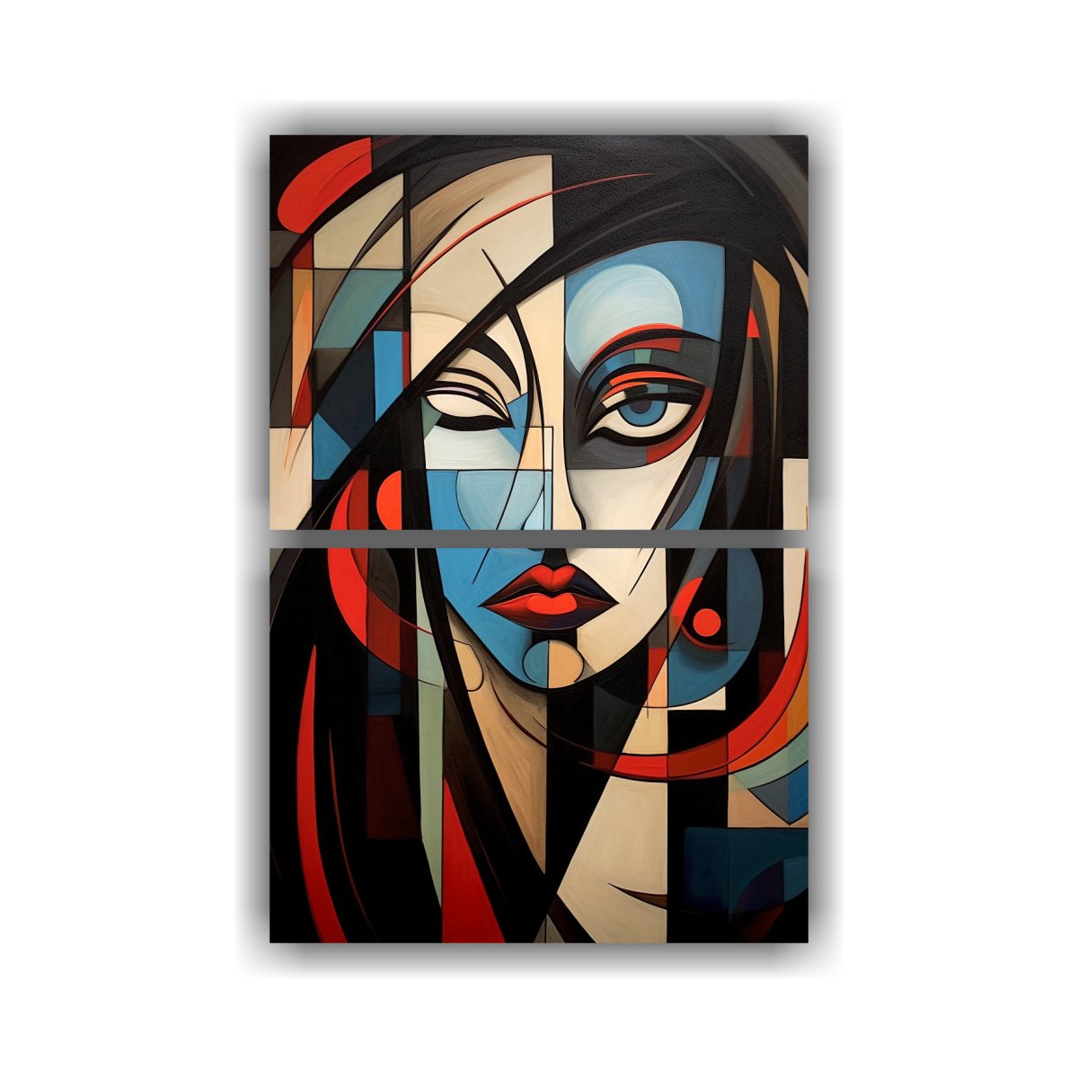 Cuadros Abstractos Cubistas Con Protagonismo De Colores: Set 2 Lienzos ...