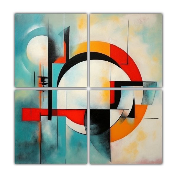 Cuadros Abstractos De Composición Floral En Estilo Bauhaus | DecoCuadros