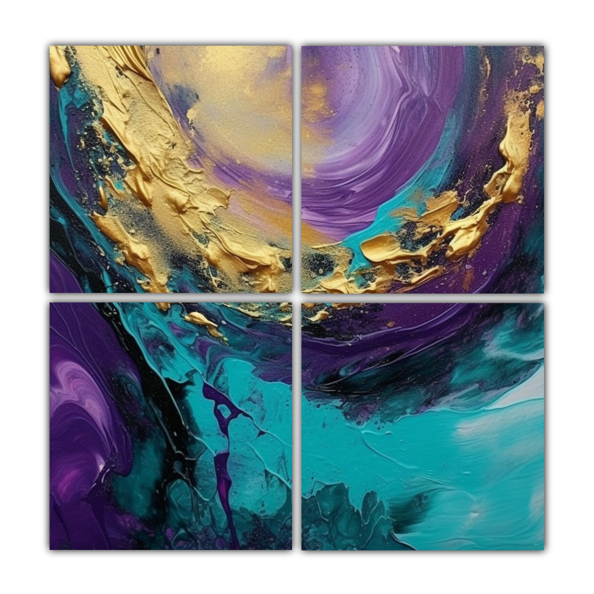 Cuadros Decoración Naturaleza Viva Abstracta En Tonos Turquesa, Morado ...