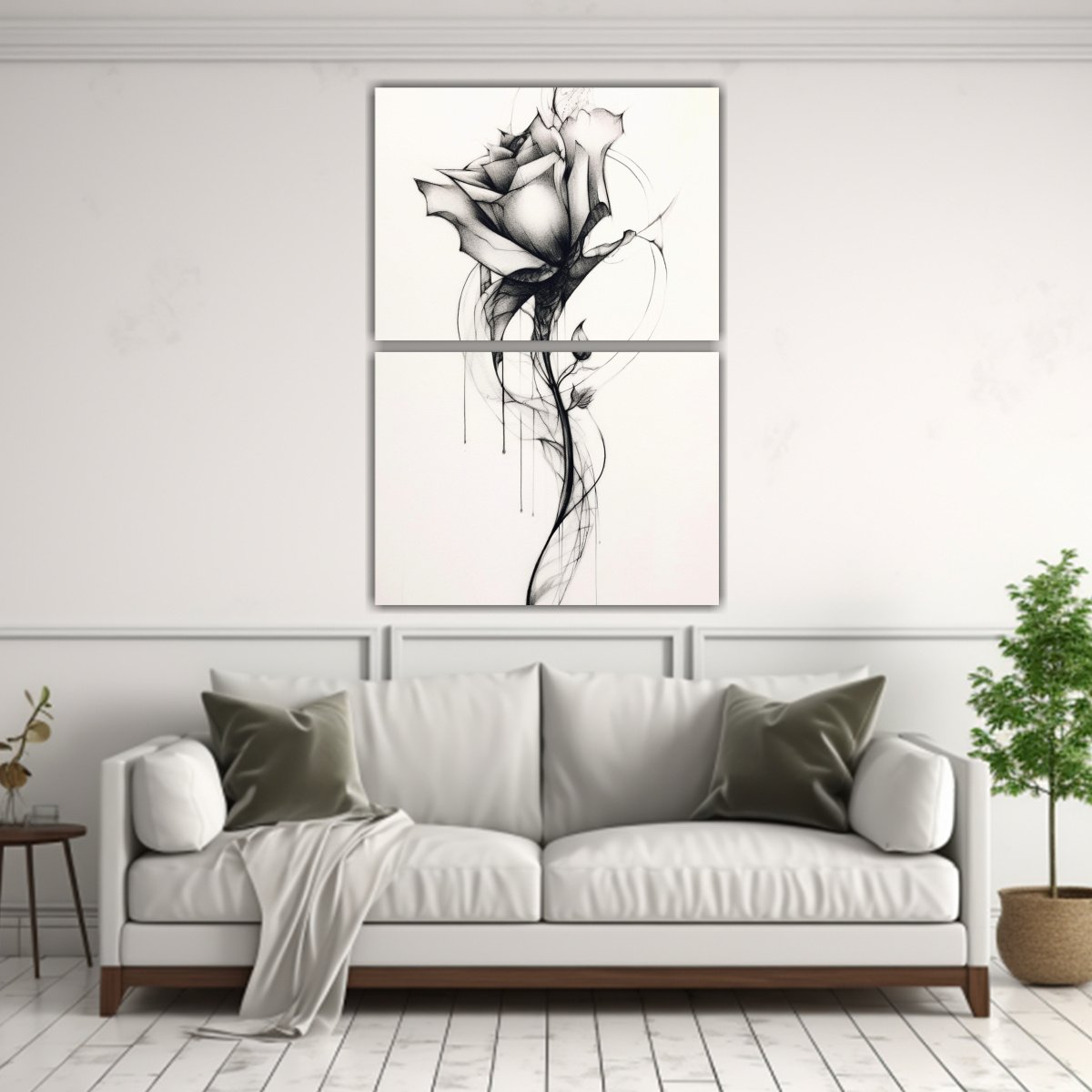 Cuadro Vanguardia Poder Tinta Sobre Papel Oblicuo Con Flores - Decocuadros