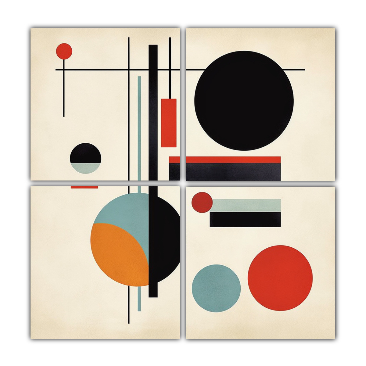 Cuatro Artes De Pared Minimalistas Tema Bauhaus Para Decoración Del ...