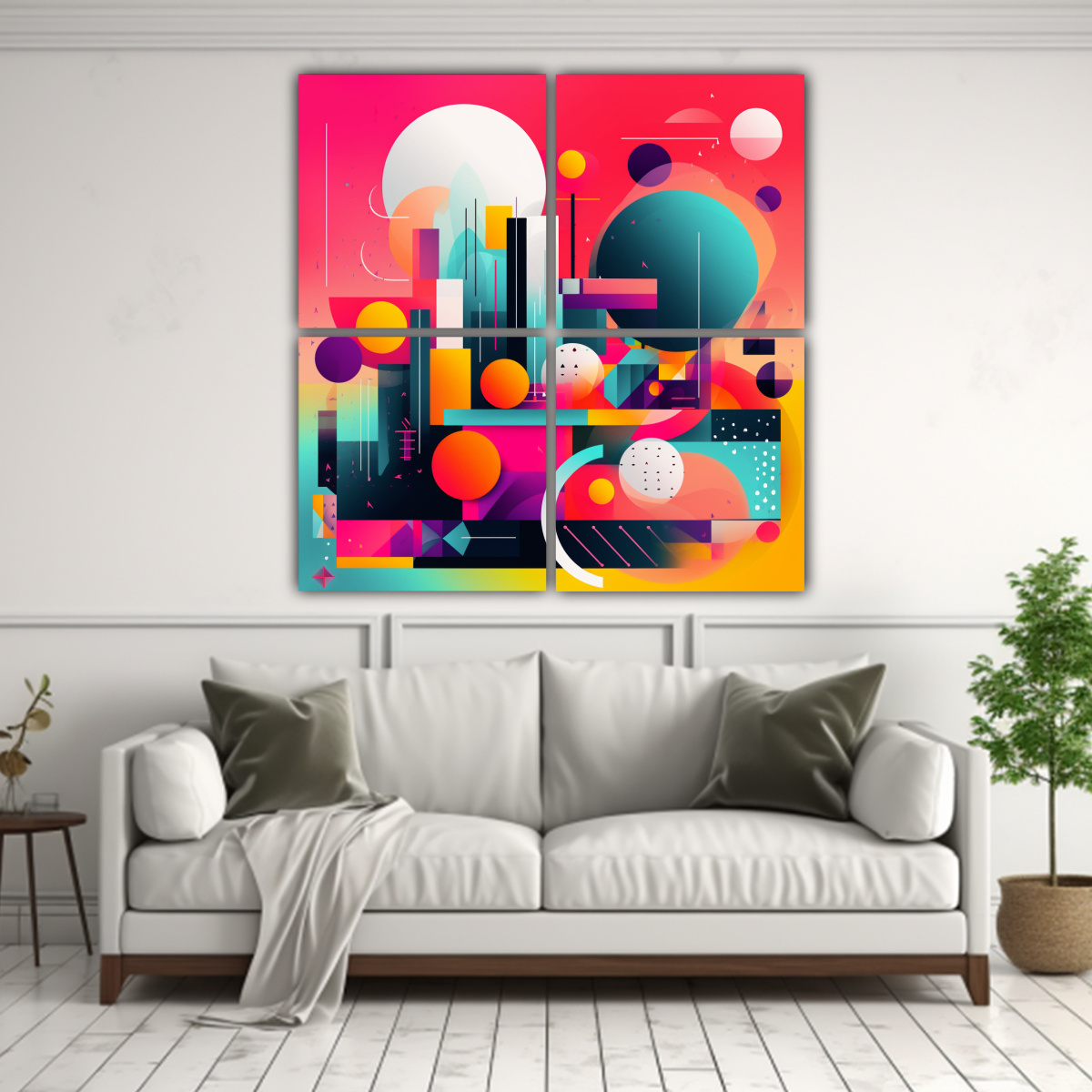 Cuatro Artes De Pared Vanguardia: Textura Bauhaus - Decocuadros