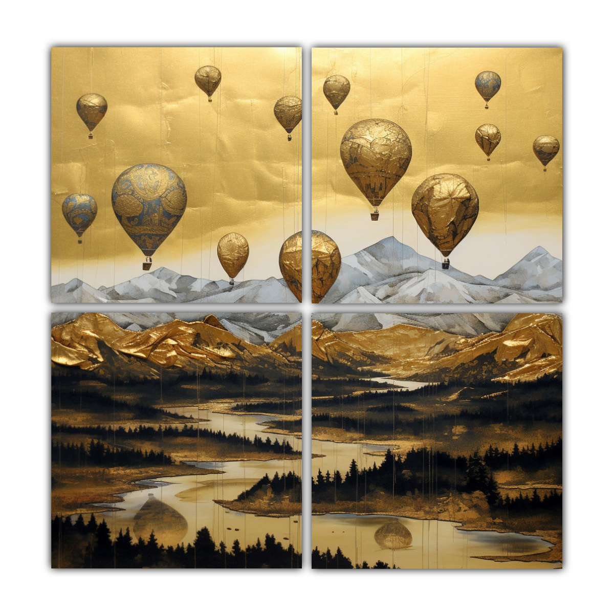 Cuadros Decorativos Dibujos Lineales Gold Foil Mixta - DecoCuadros