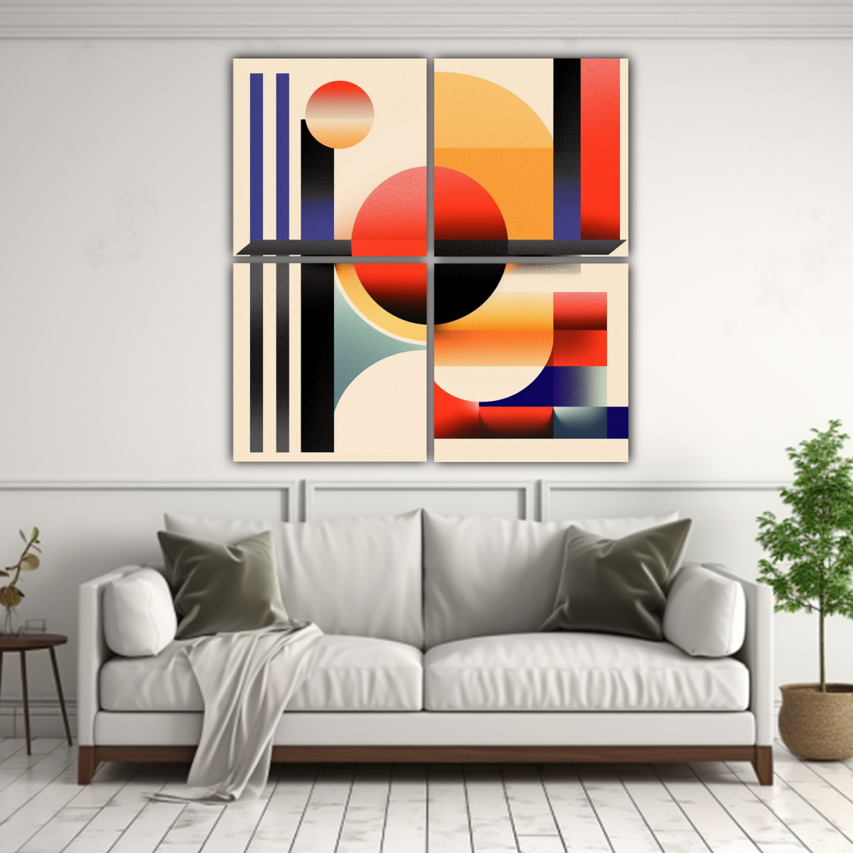 Cuatro Composiciones Geométricas De Diseño Con Protagonismo Bauhaus | DecoCuadros