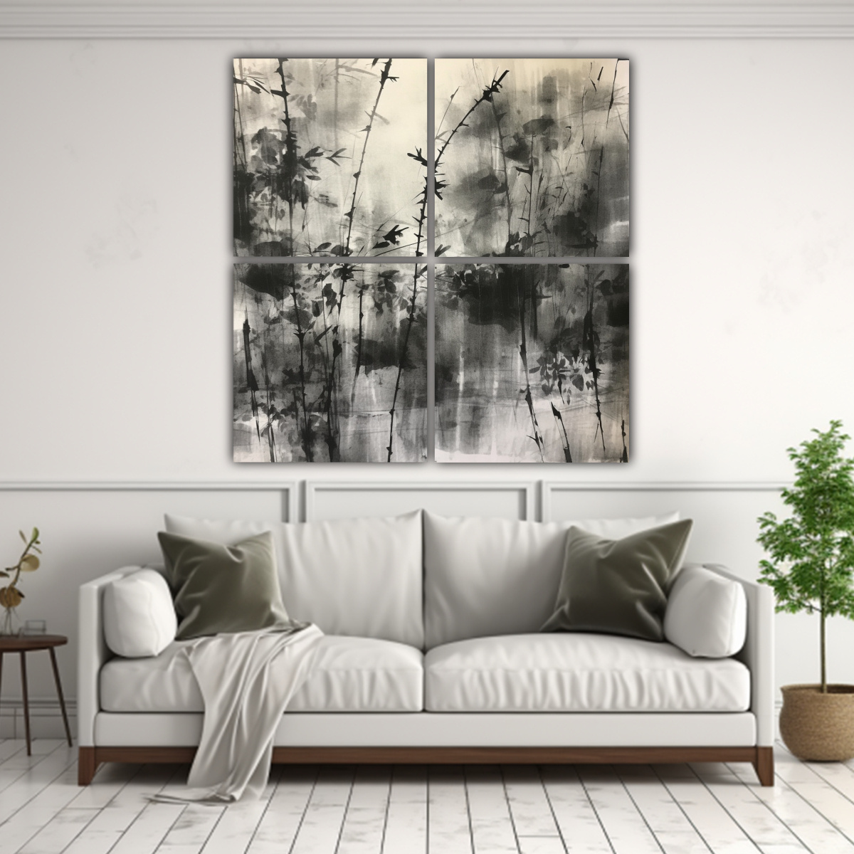 Cuatro Cuadros Conceptuales: Visión Abstracta Envolvente - DecoCuadros