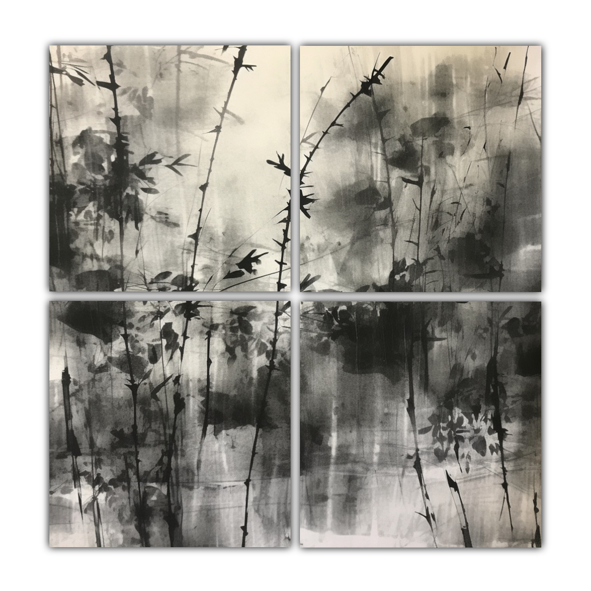 Cuatro Cuadros Conceptuales: Visión Abstracta Envolvente - DecoCuadros