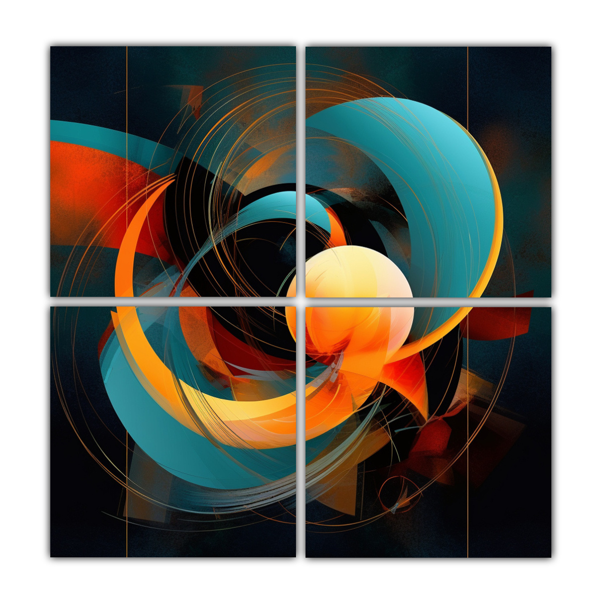 Cuatro Cuadros Creativa Época Arte Digital Abstracto Con Un Toque De ...