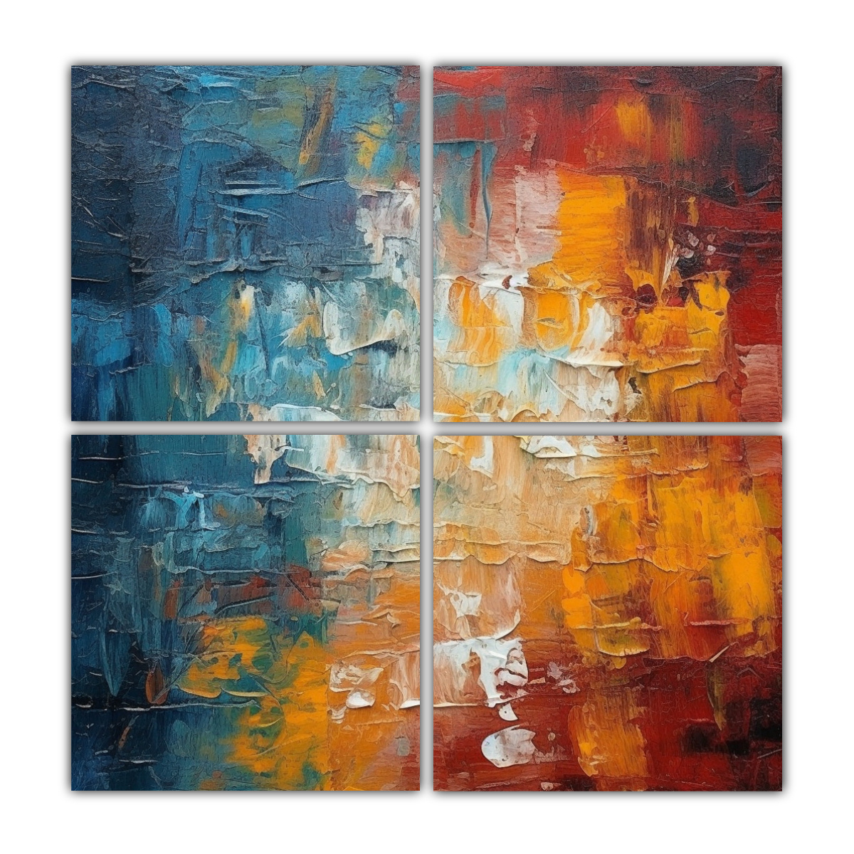 Cuatro Cuadros Cuadrado Efecto Visual Multicolor | DecoCuadros