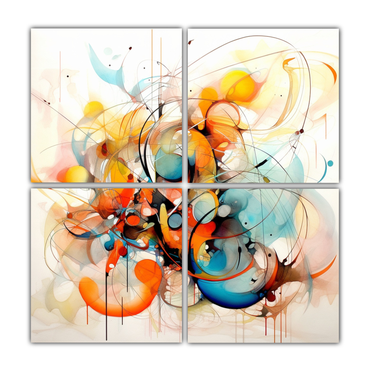 Cuatro Cuadros Decorativos Abstractos Coloridos - DecoCuadros