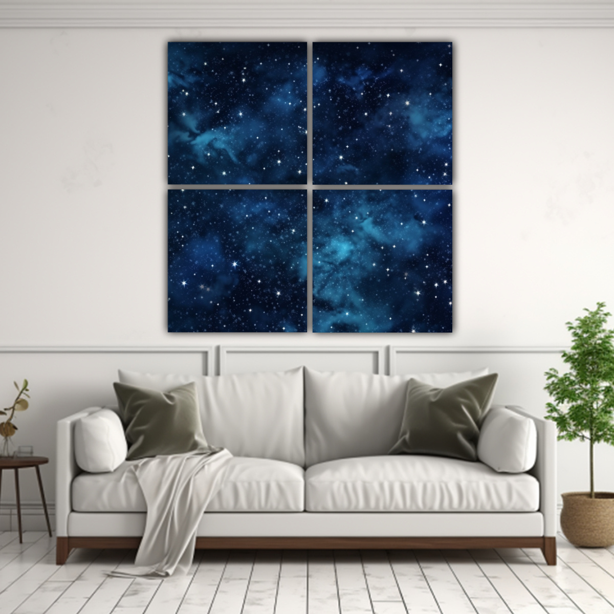 Cuatro Lienzos Movimiento Estrellas Textura Alta Contraste - DecoCuadros