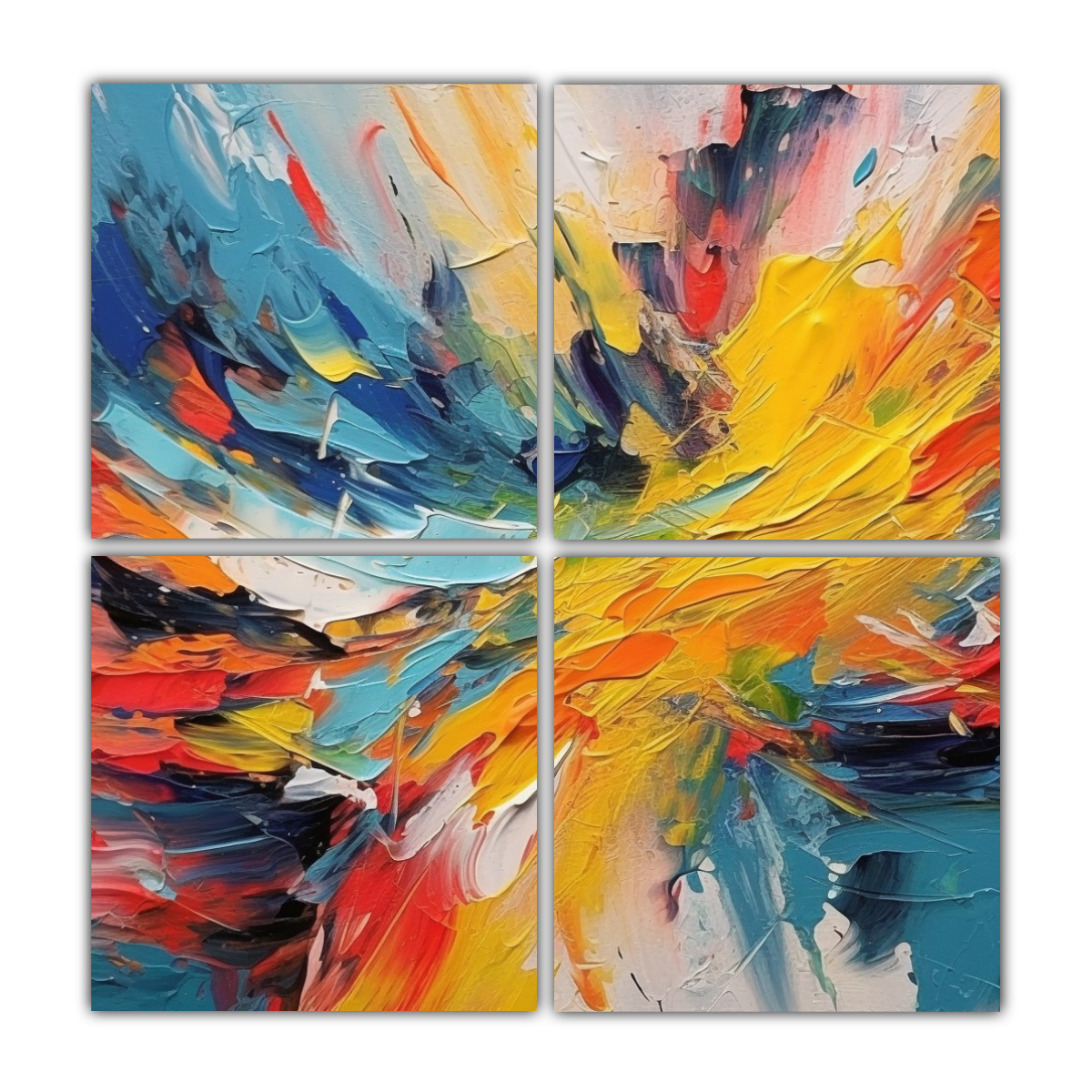 Cuatro Pinturas Abstractas Impresionistas En Líneas Finas Espacio ...