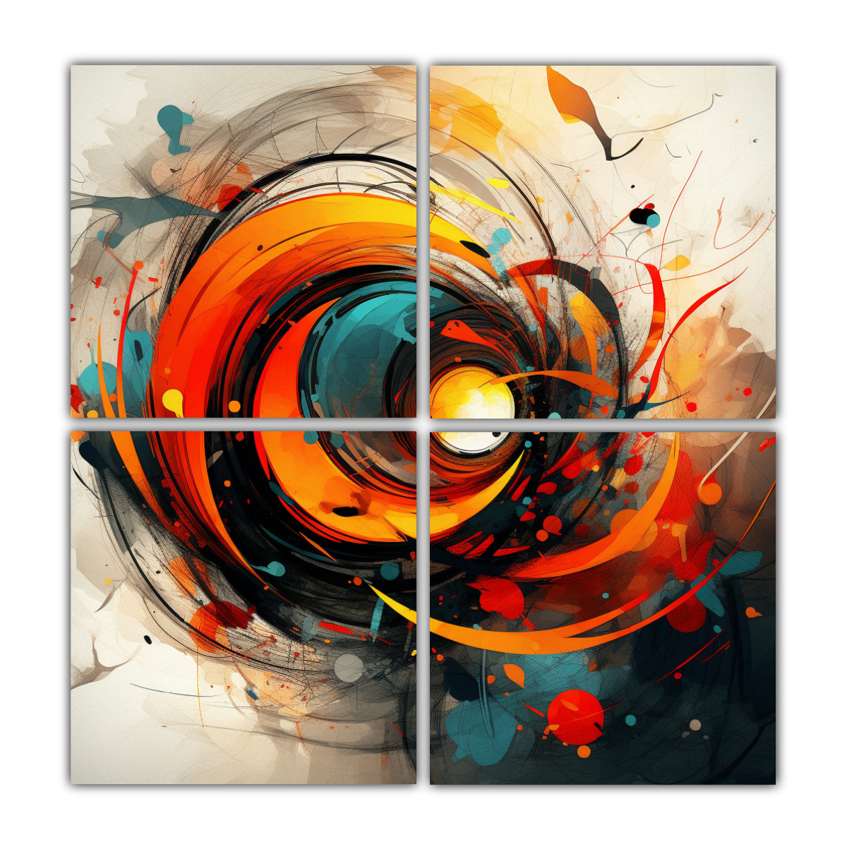 Cuatro Pinturas Abstractas De Composición Efecto Visual | Cuadros Decorativos - Decocuadros