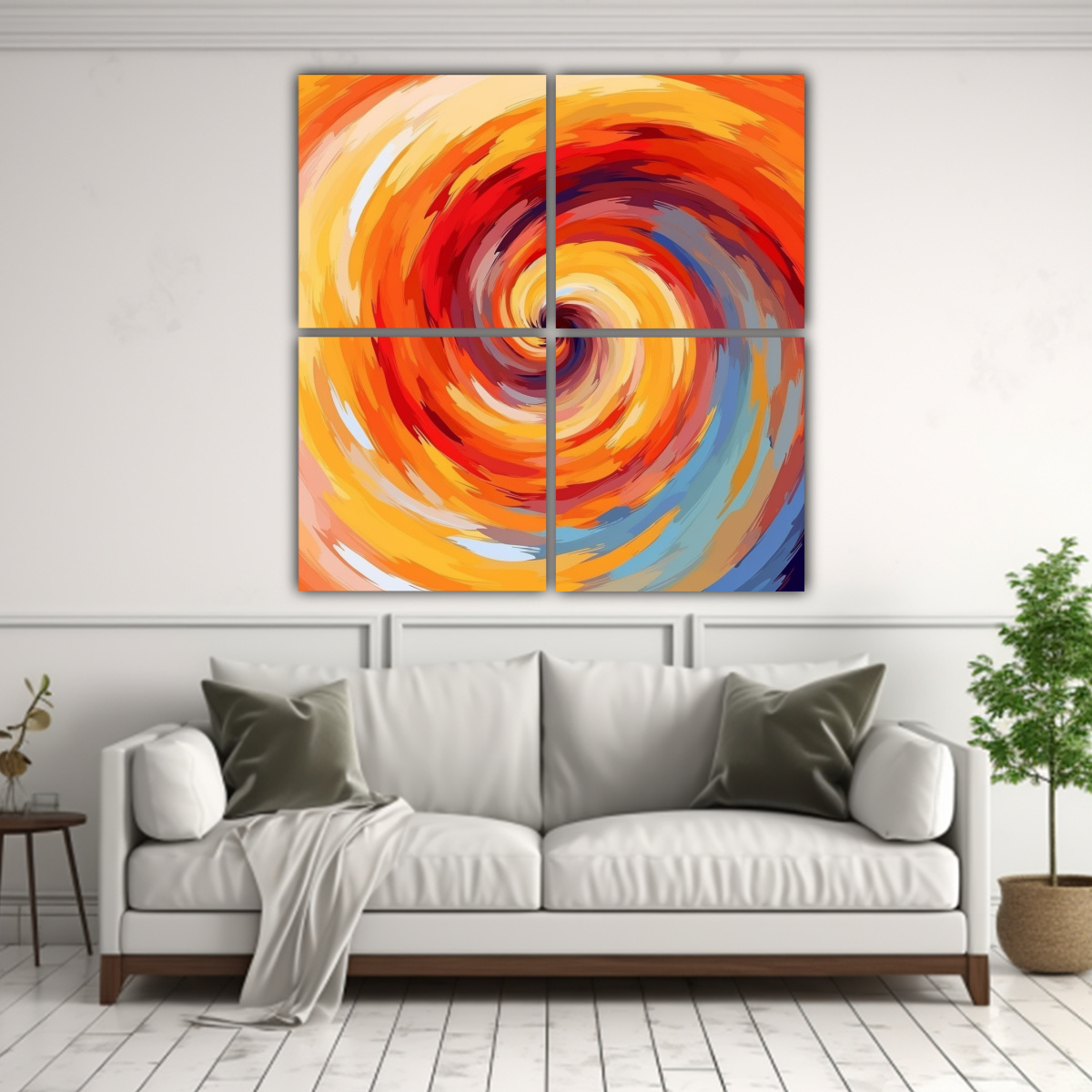 Cuatro Pinturas Vintage Abstractas Simétricas En Espiral - DecoCuadros