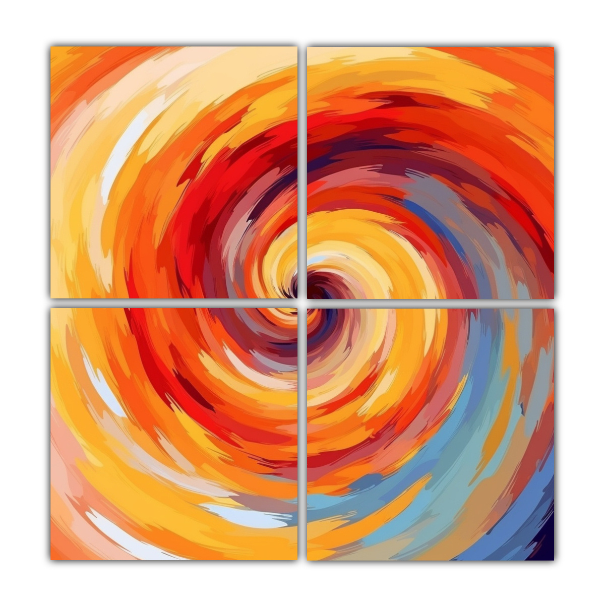 Cuatro Pinturas Vintage Abstractas Simétricas En Espiral - DecoCuadros