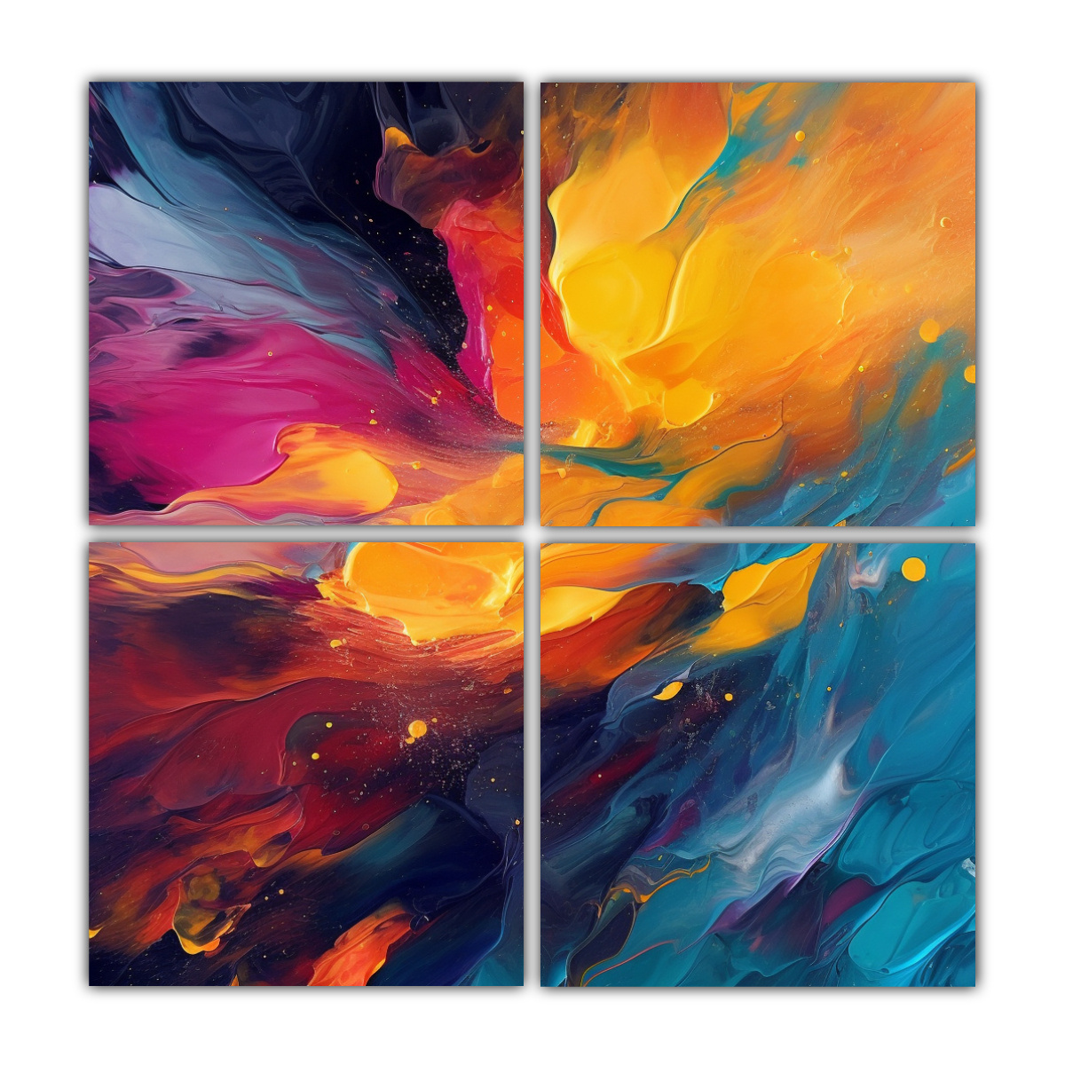 Cuadros Decorativos De Colores Armonía - Cuatro Telas En Bastidor - Decocuadros